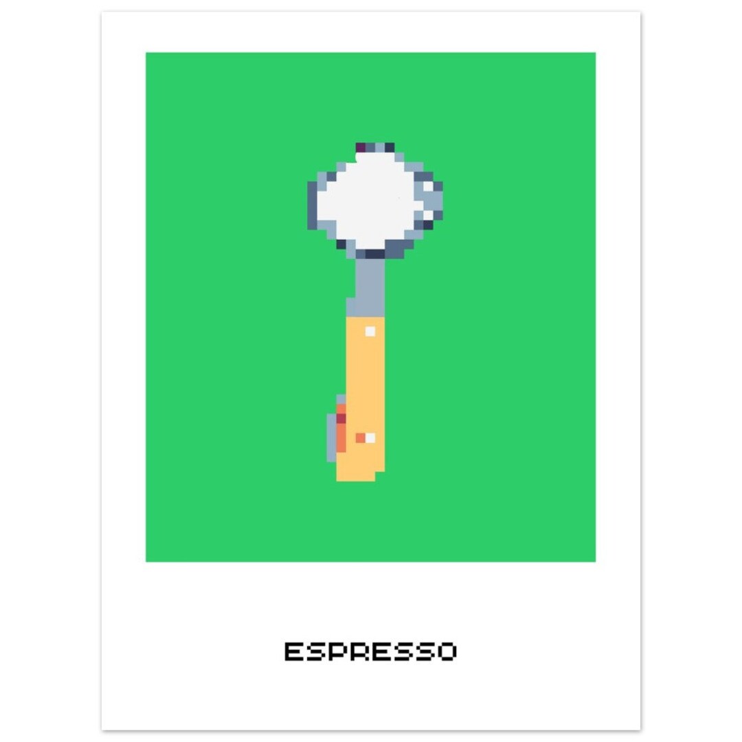 Minimalist Coffee Poster Wall Art Pixel Art Espresso 8 Bit Home Decor ...