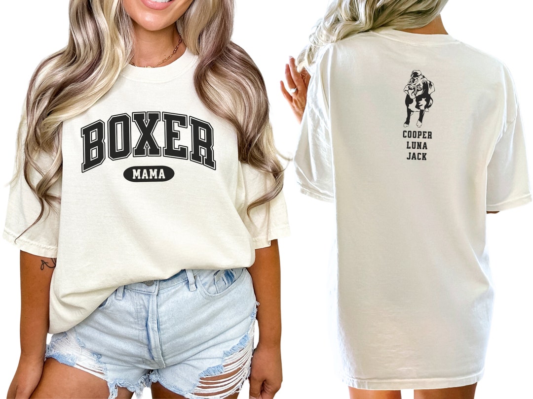 Custom Boxer Mom Shirt With Names, Personalized Boxer Dog Mama Tshirt ...