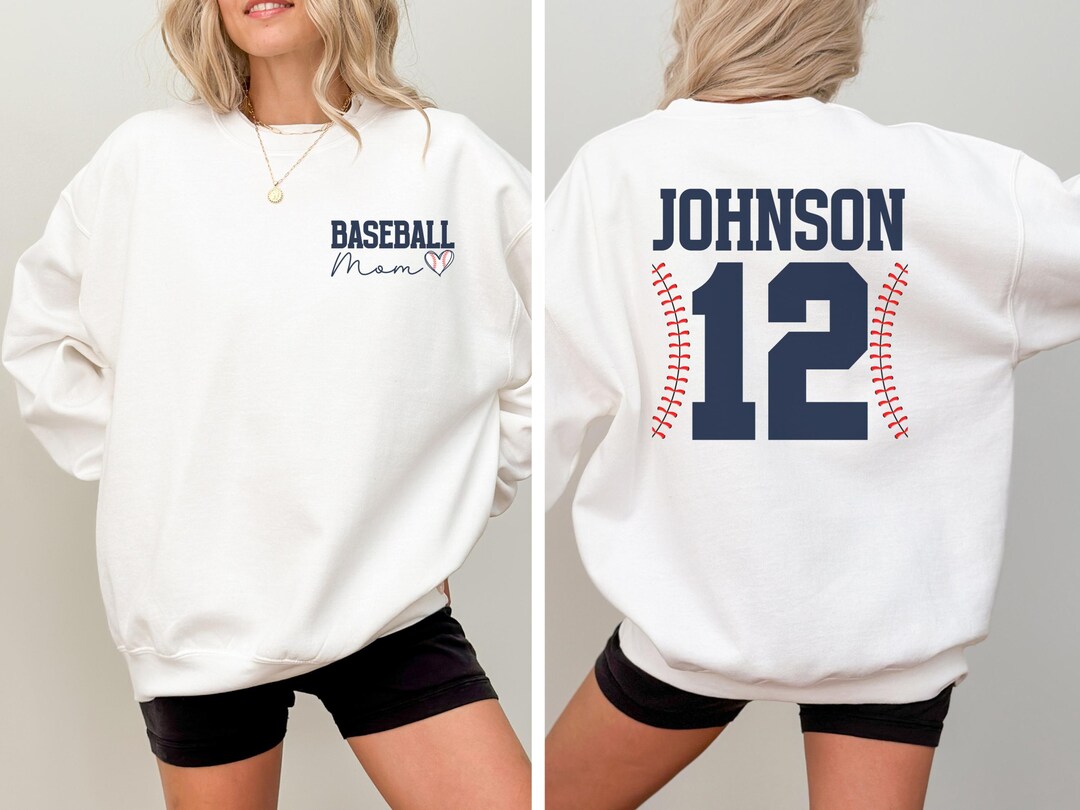 Baseball Mom Sweatshirt Baseball Mama Sweatshirt Name on Sleeve Custom ...