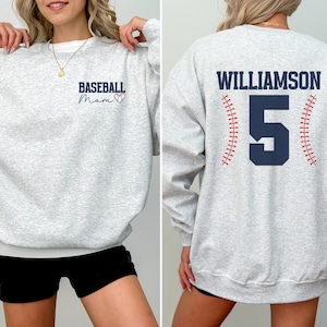 Baseball Mom Sweatshirt Baseball Mama Sweatshirt Name on Sleeve Custom ...