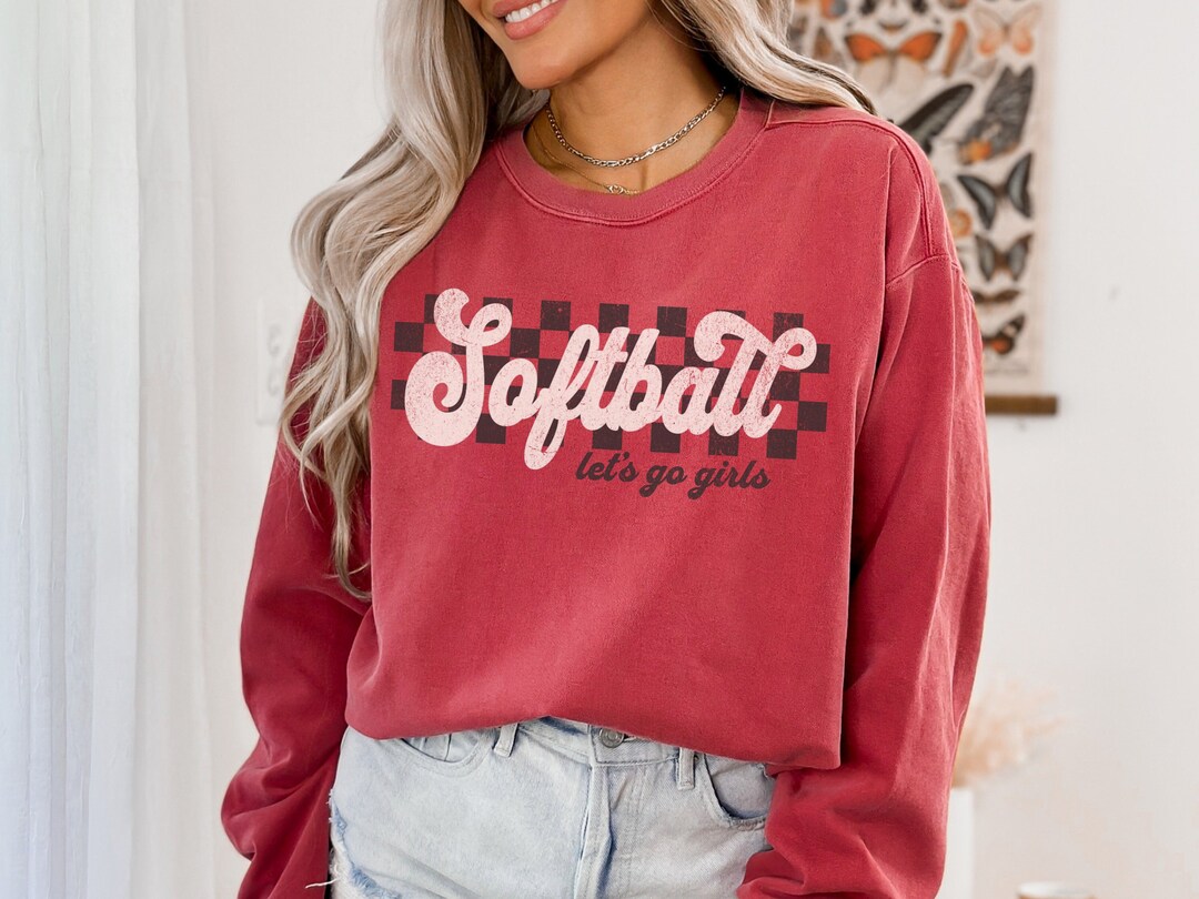 Retro Softball Sweatshirt Women, Distressed Game Day Sweater, Softball ...