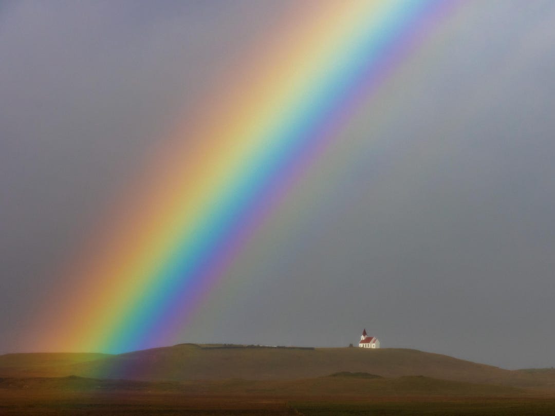 Epic Icelandic Rainbow Over Church Stunning Post-storm Landscape Photo ...