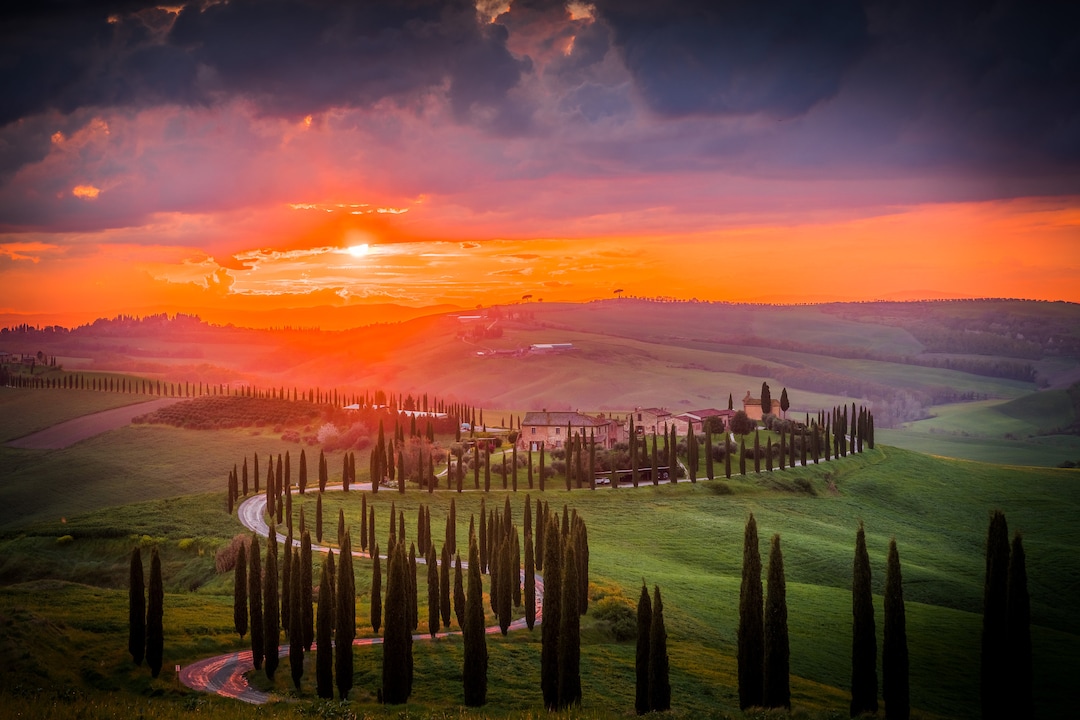 Radiant Tuscany Sunset, Landscape Wall Art,tuscany Countryside ...