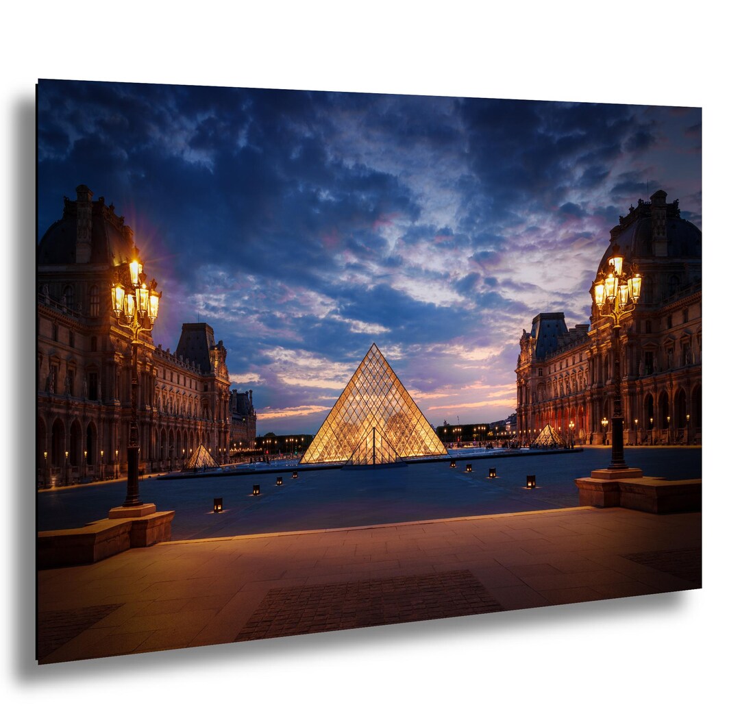 Louvre Courtyard Sunset, Glass Pyramid,blue Hour,wall Art,landscape ...