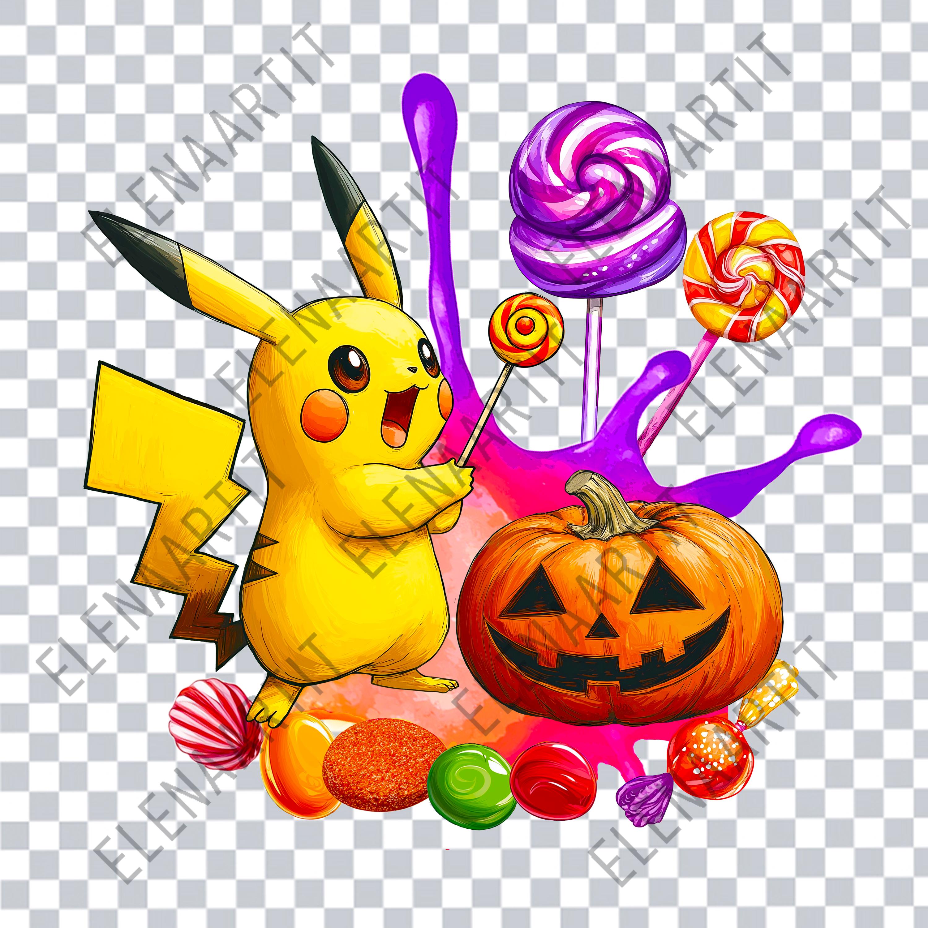 Pikachu Clipart Set Png, Pokemon Anime, Halloween Digital, Halloween ...