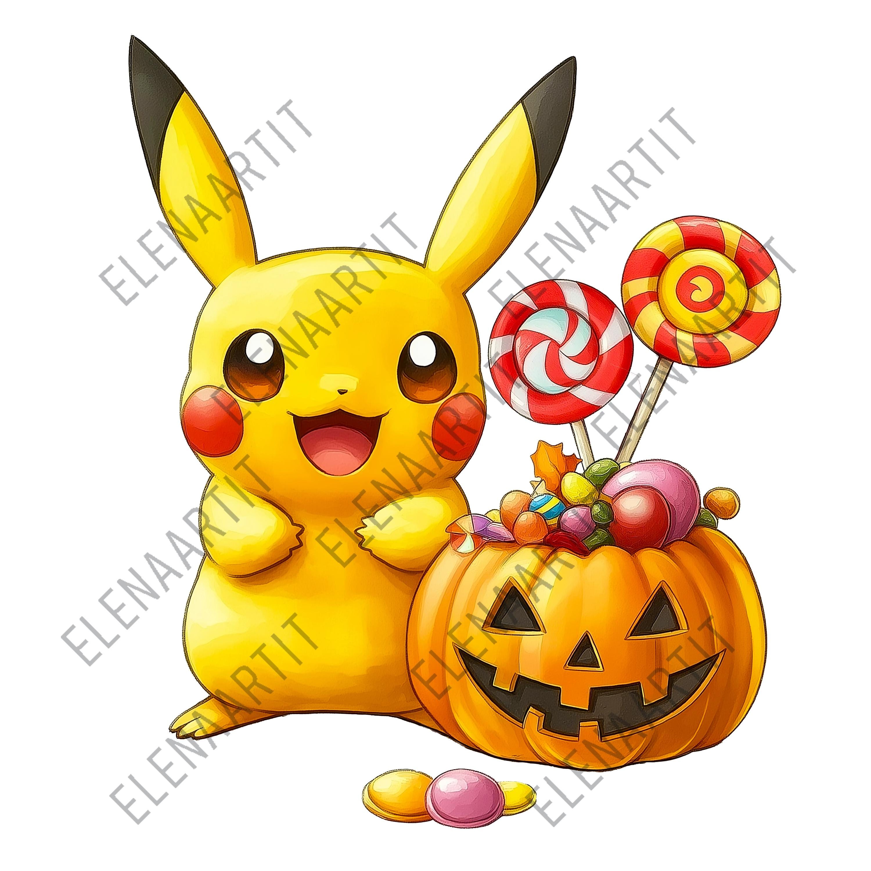 Pikachu Clipart Set Png, Pokemon Anime, Halloween Digital, Halloween ...