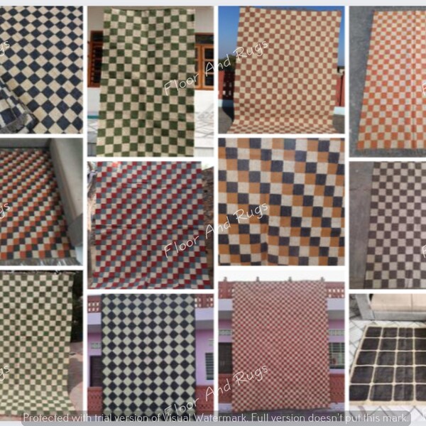 Checkered Rug - Etsy