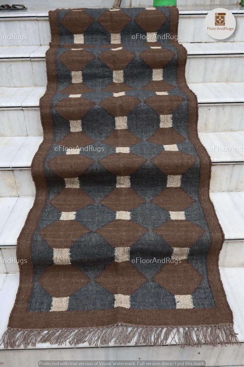 Multi Sizes Runner Rug for Stairs | Handwoven Geometric Indian Kilim ...