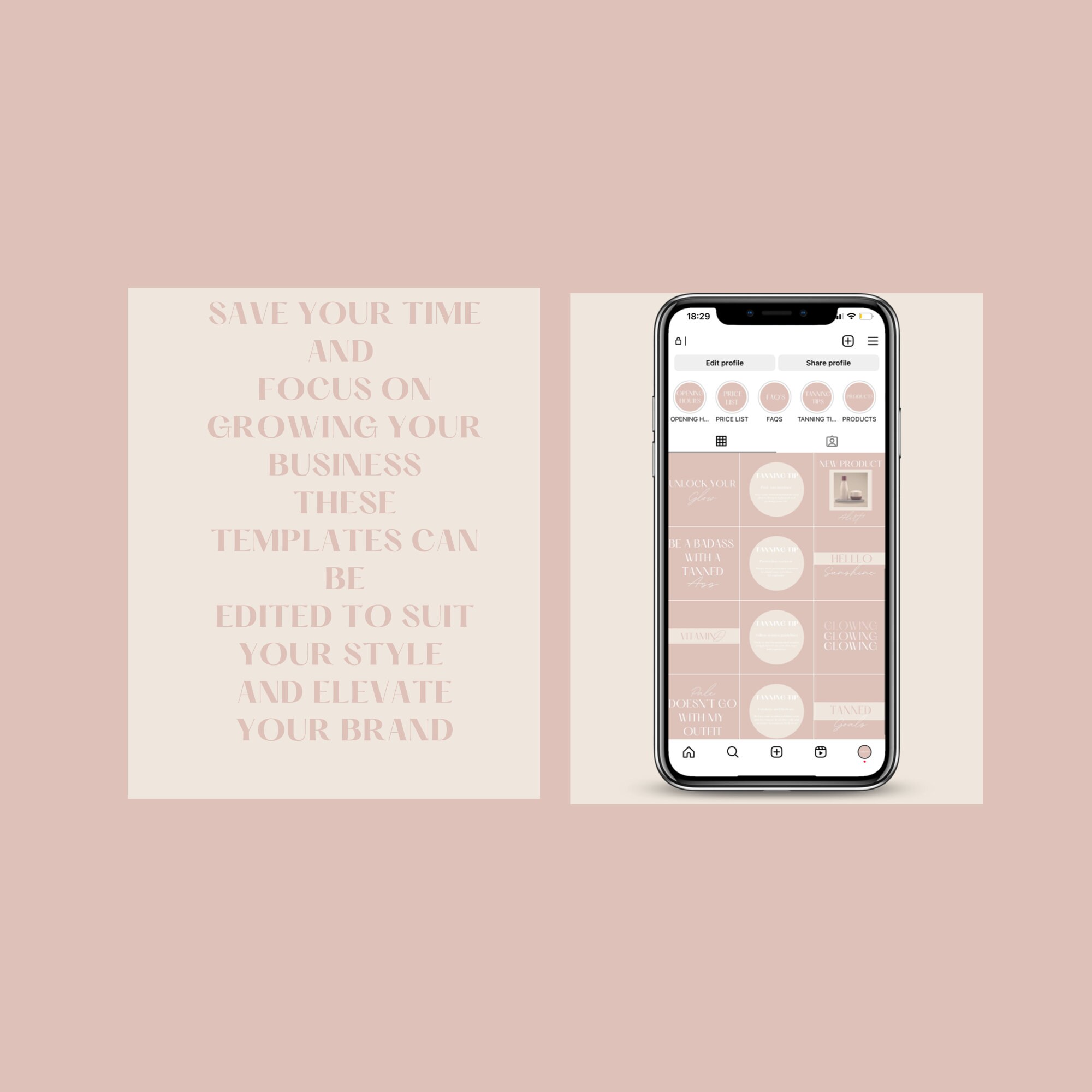80+ Neutral Aesthetic Tanning Salon Instagram Templates - Etsy