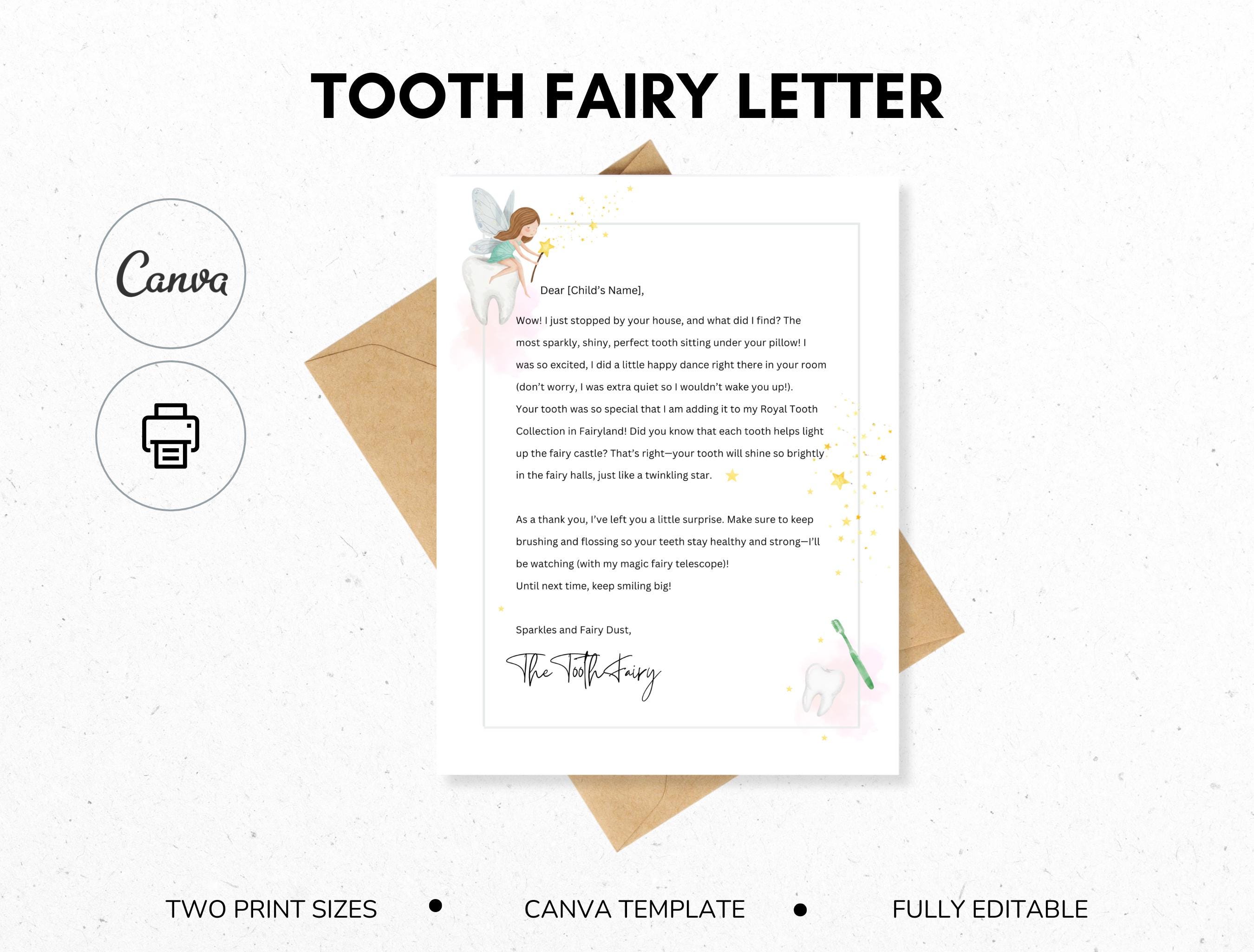 Tooth Fairy Letter, Editable Canva Template, Personalized Letter From ...