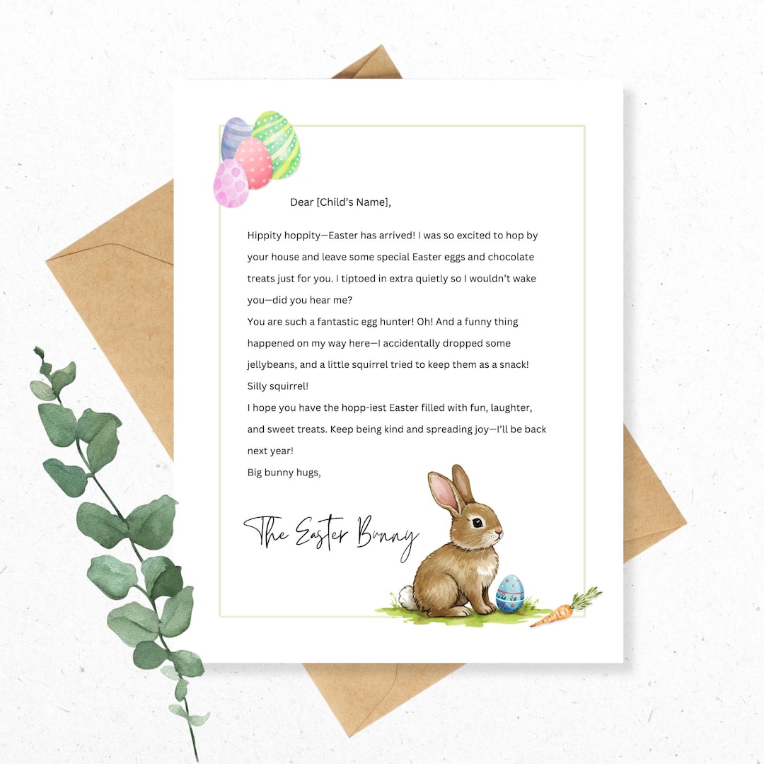 Easter Bunny Letter Template, Editable Canva, Printable Easter Letter ...