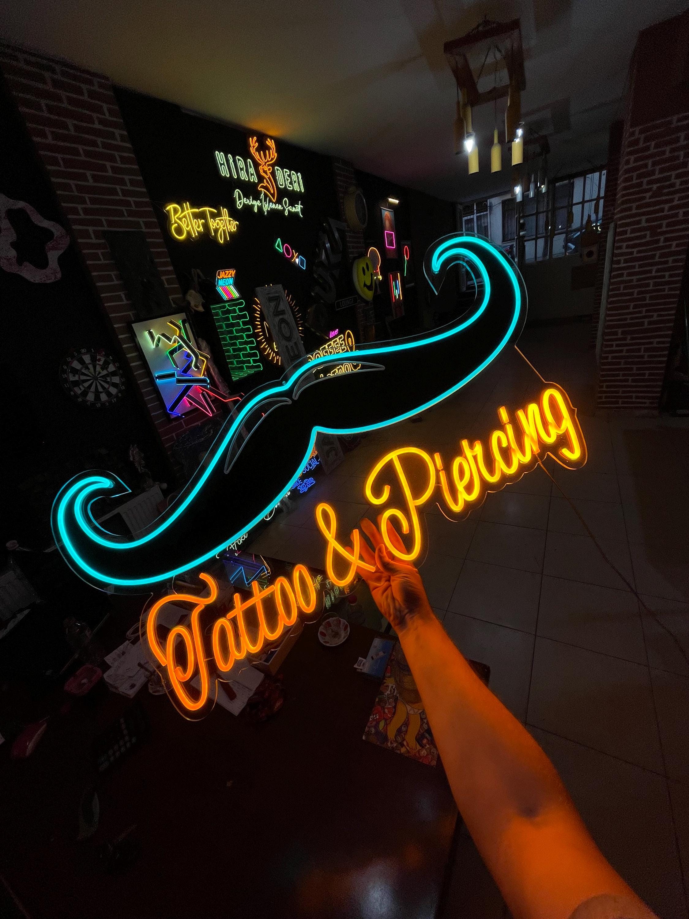 Tattoo Neon Sign Wall Art Decor Piercing Neon Sign Game Room Neon Sign ...
