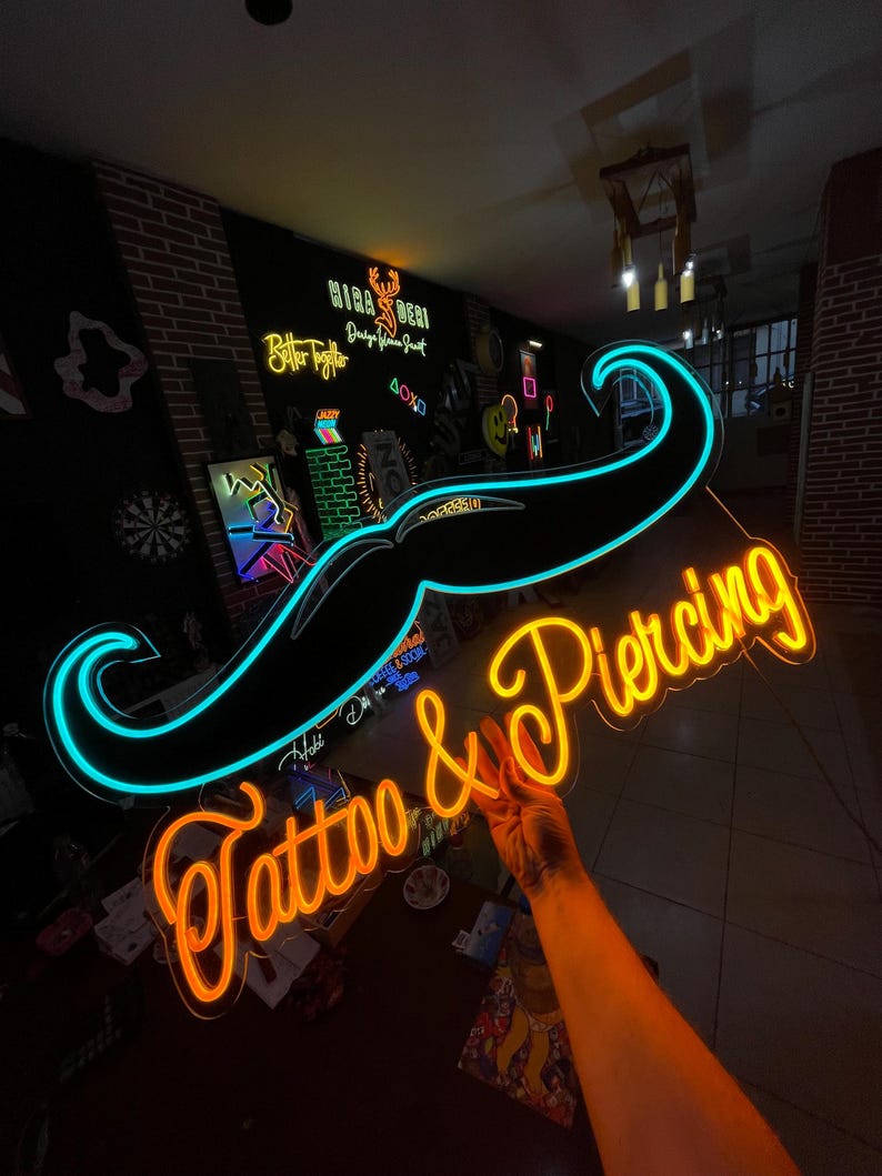 Tattoo Neon Sign Wall Art Decor Piercing Neon Sign Game Room Neon Sign ...