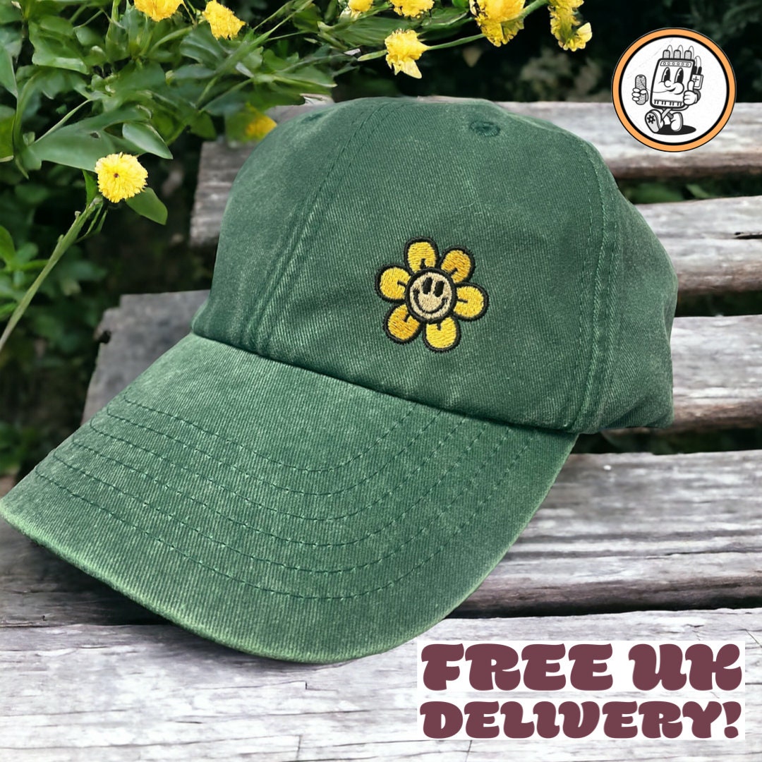 Sunflower Cap, Embroidered Denim Flower Cap, Embroidery Cap, Low ...