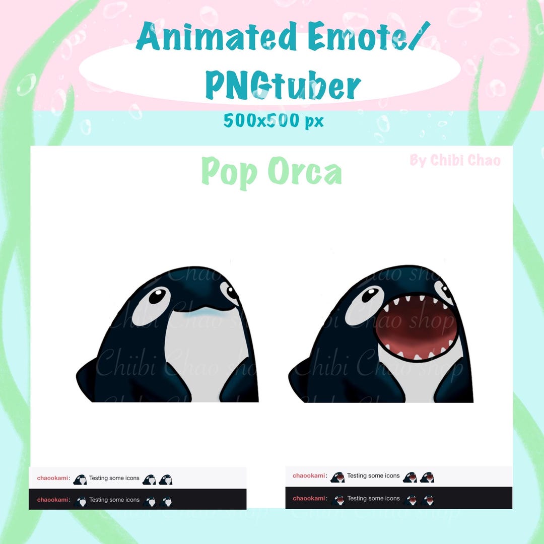 Pop Orca Animated Emote, Pngtuber, Sub Badges, Bit Badges, Channel ...