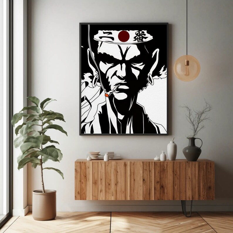 Afro Samurai Fan Art Portrait Poster Home Decor Art Afro Anime Black ...