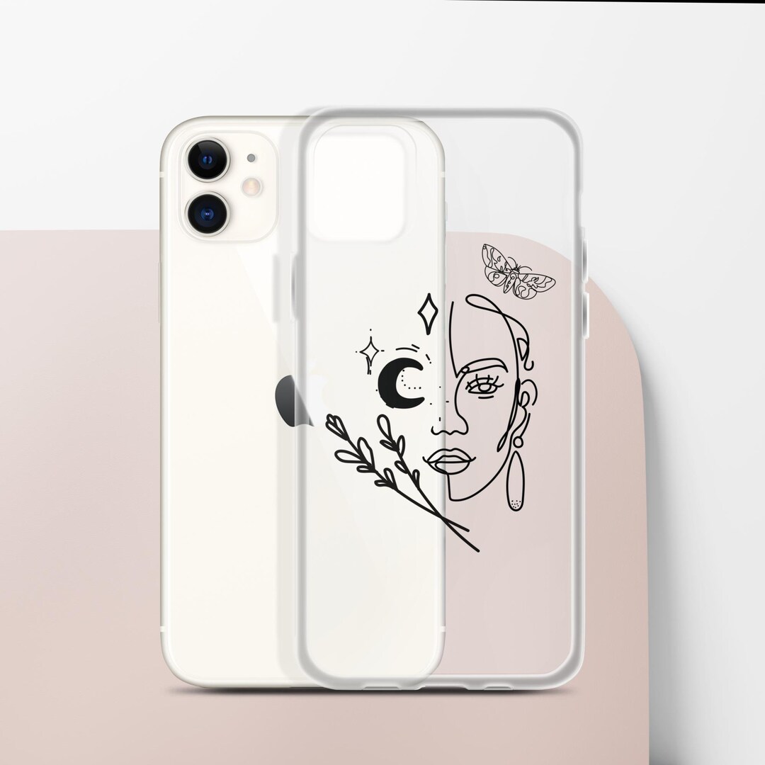 Line Art iPhone Case Line Drawing Moon Girl Phone Case - Etsy