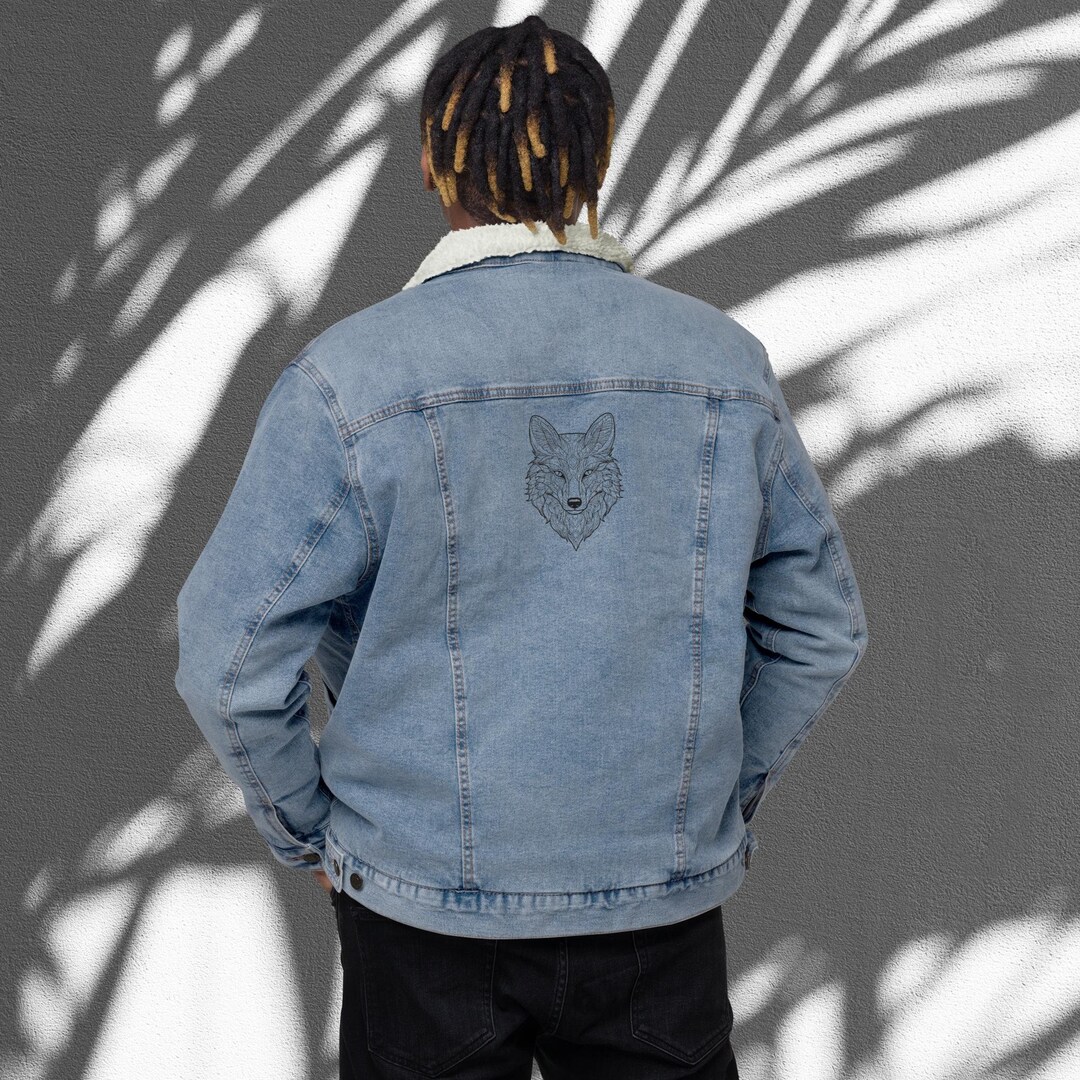 Wolf Unisex Denim Sherpa Jacket, Wolf, Lovers Wolf Graphic, Wolf ...