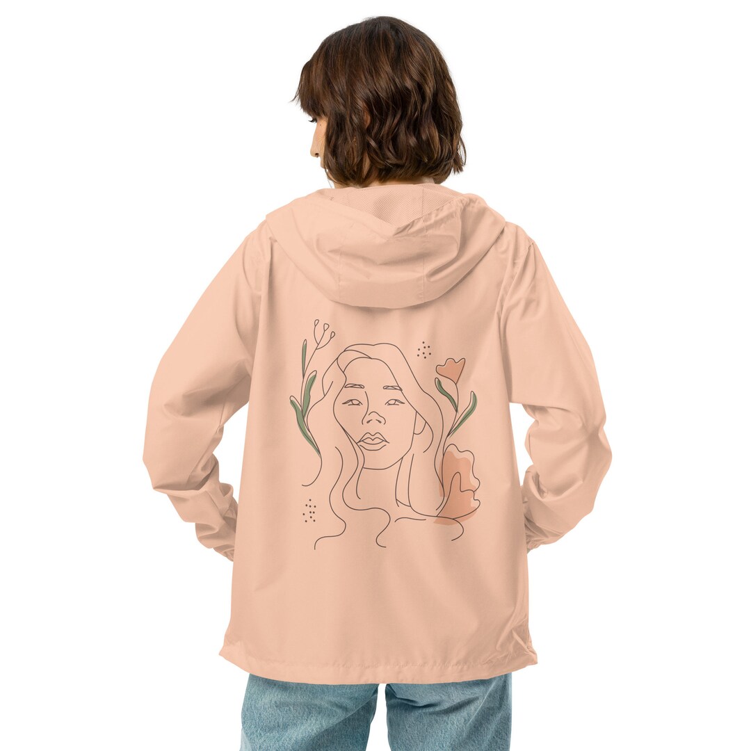 Woman Face Line Art Lightweight Zip up Windbreaker, One Line Art ...