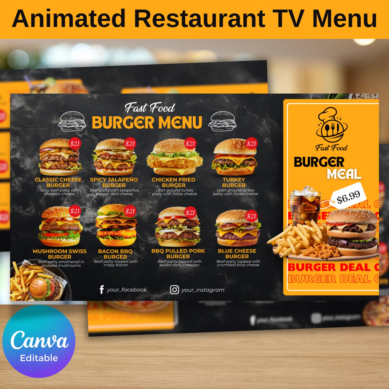 Animated Digital Download Tv Restaurant Menu Template, Catering Menu ...
