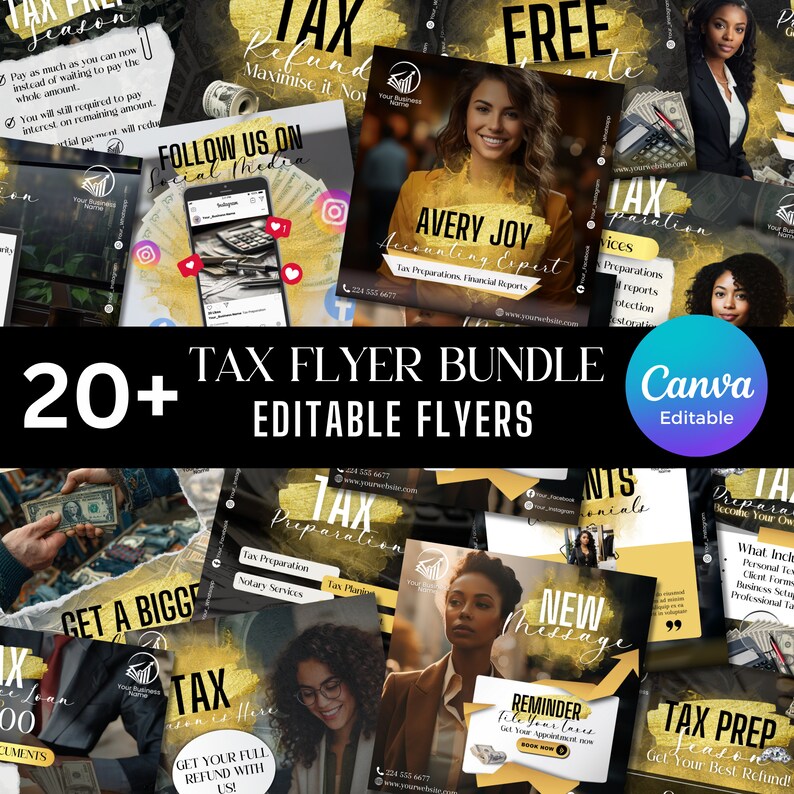 25 Editable Tax Prep Bundle, Bundle Season Flyer, Tax Service Flyer ...
