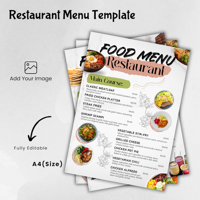 Restaurant Menu Template, Event Menu, Editable Menu Price List ...