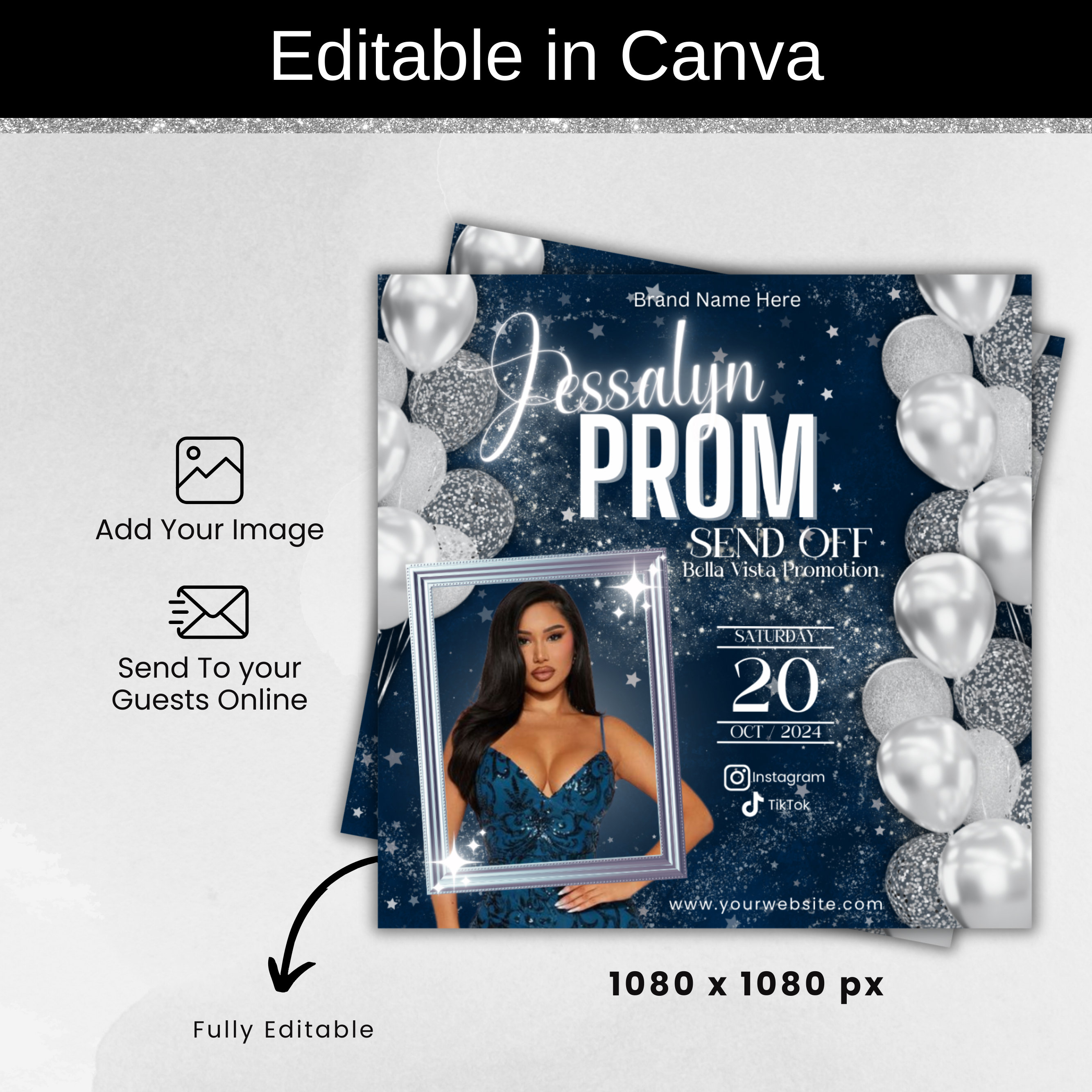 Diy Editable Blue Prom Send off Flyer, Prom Invitation Flyer, Prom ...