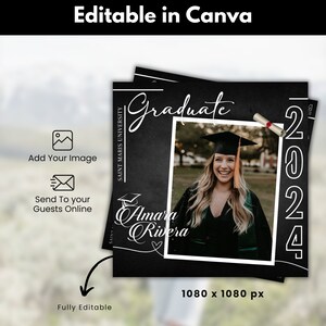 Graduation Invitation Template, Modern Graduation Announcement, College ...
