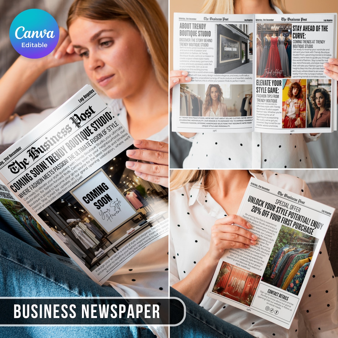 Printable Business Newspaper Template, Editable Big New Business ...
