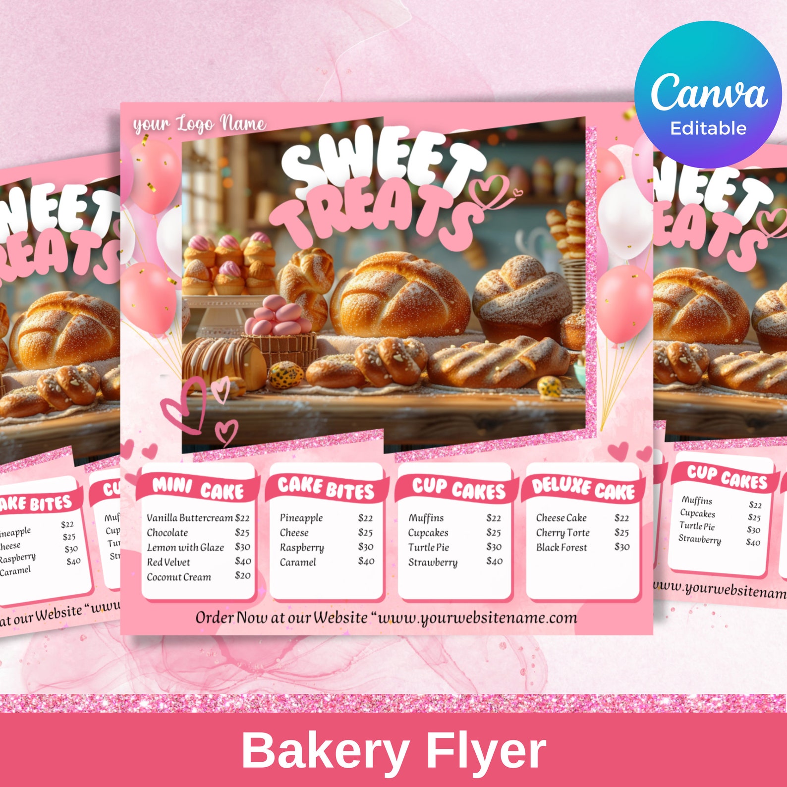 Digital and Editable Bakery Flyer, Bakery Business Template, Canva ...