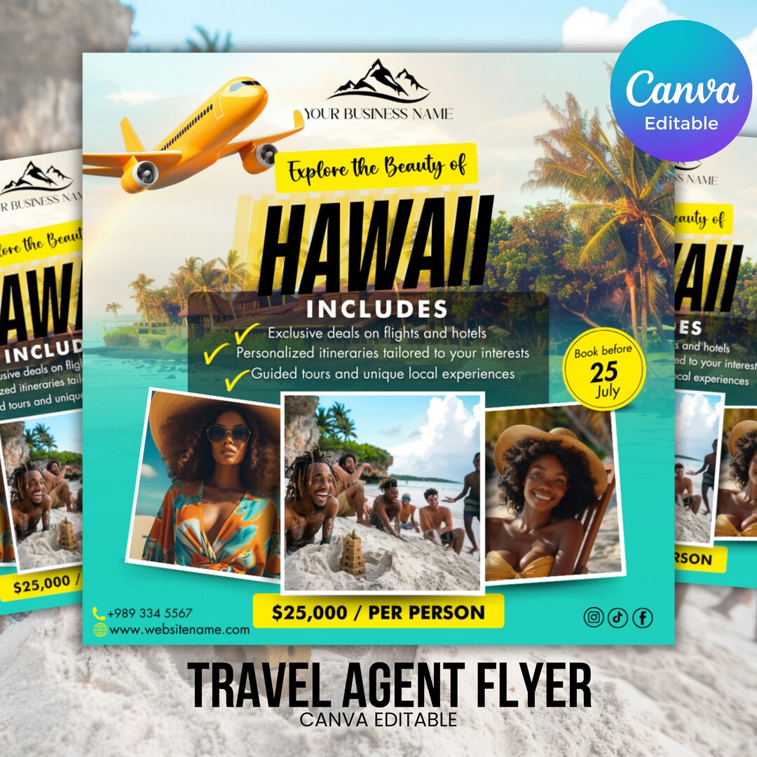 Canva Template Travel Agent Flyer, DIY E-flyer Templates, Vacations ...