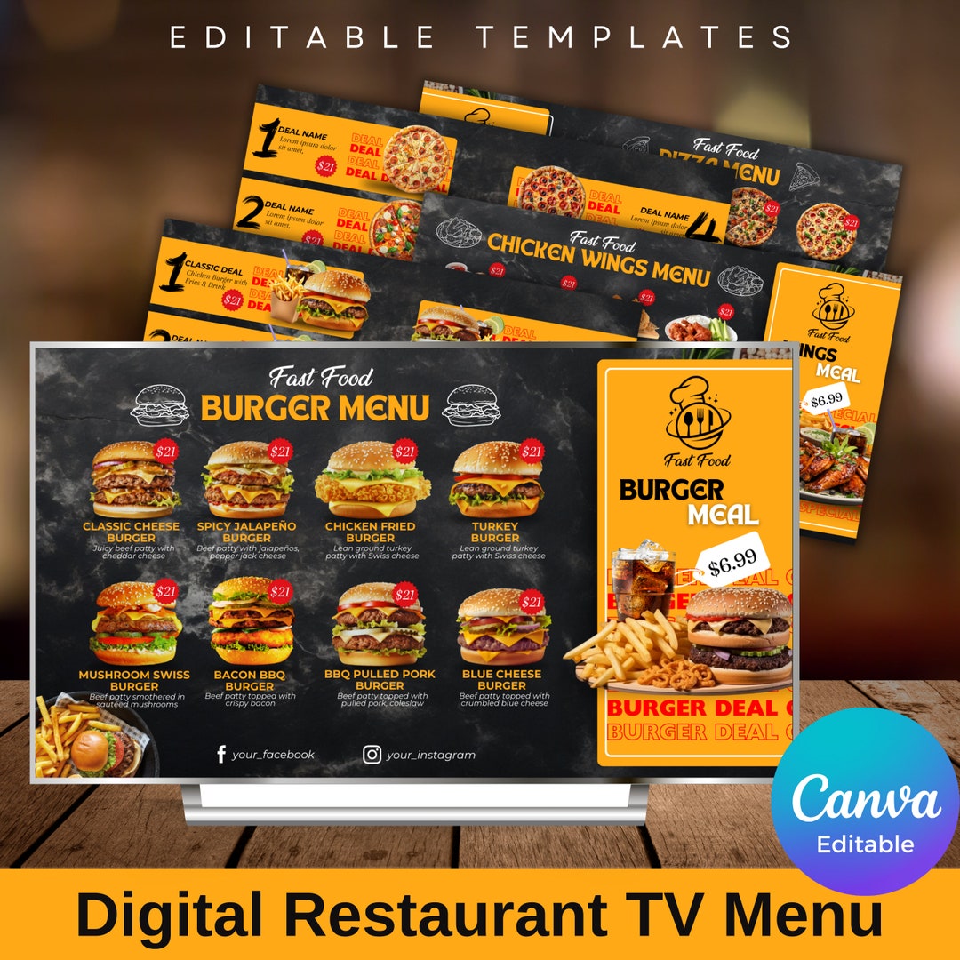 Digital Download Tv Restaurant Menu Template, Catering Menu, Restaurant ...