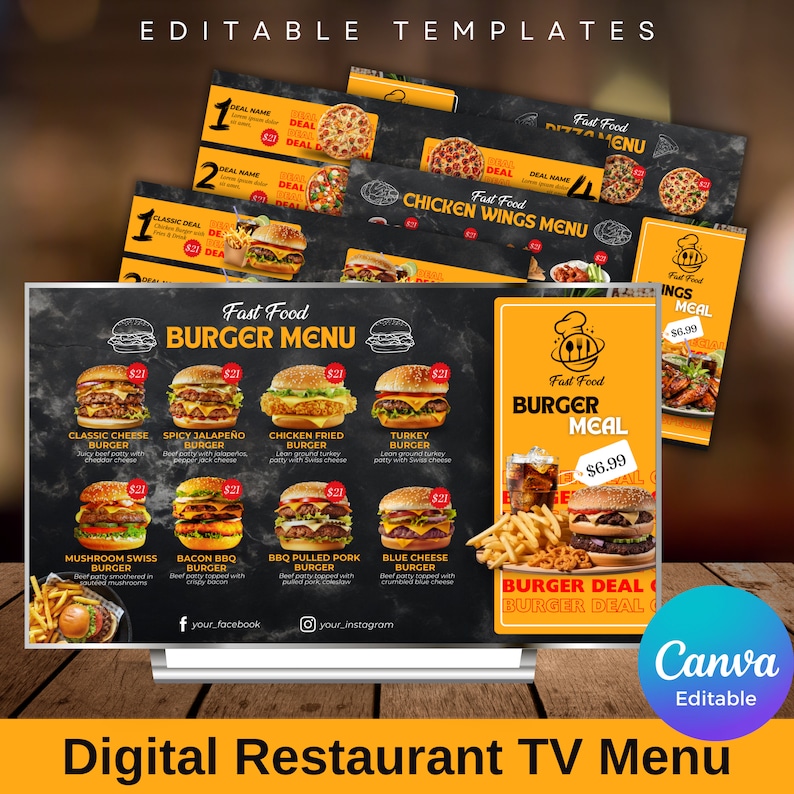 Digital Download Tv Restaurant Menu Template, Catering Menu, Restaurant ...