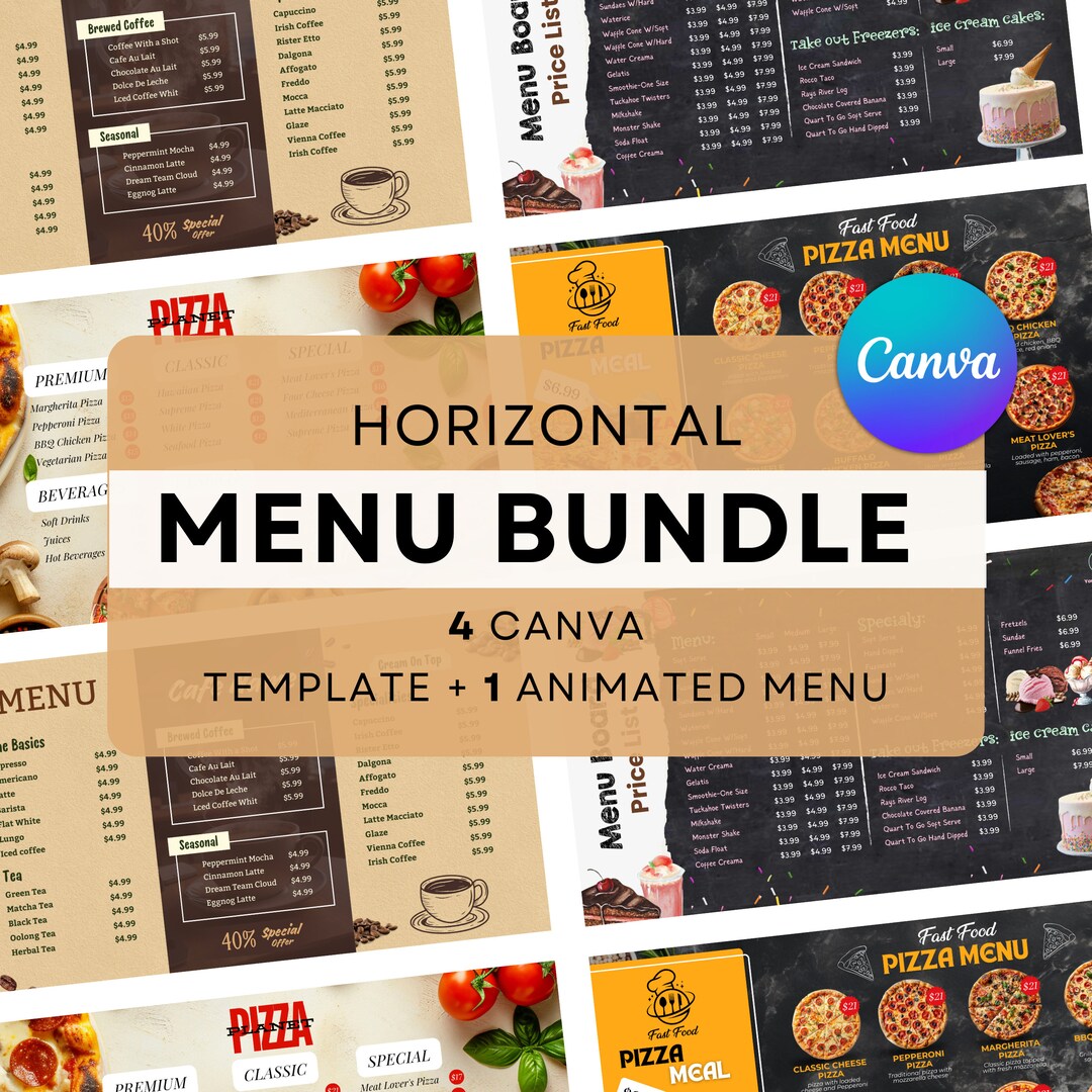 Digital Download Tv Restaurant Menu Bundle, Catering Menu, Restaurant ...