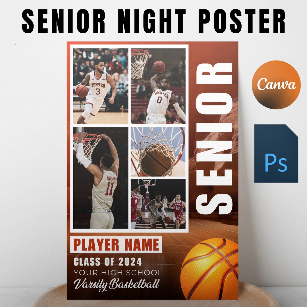 Basketball Senior Night Gift Poster, Basketball Senior 2024 Poster ...