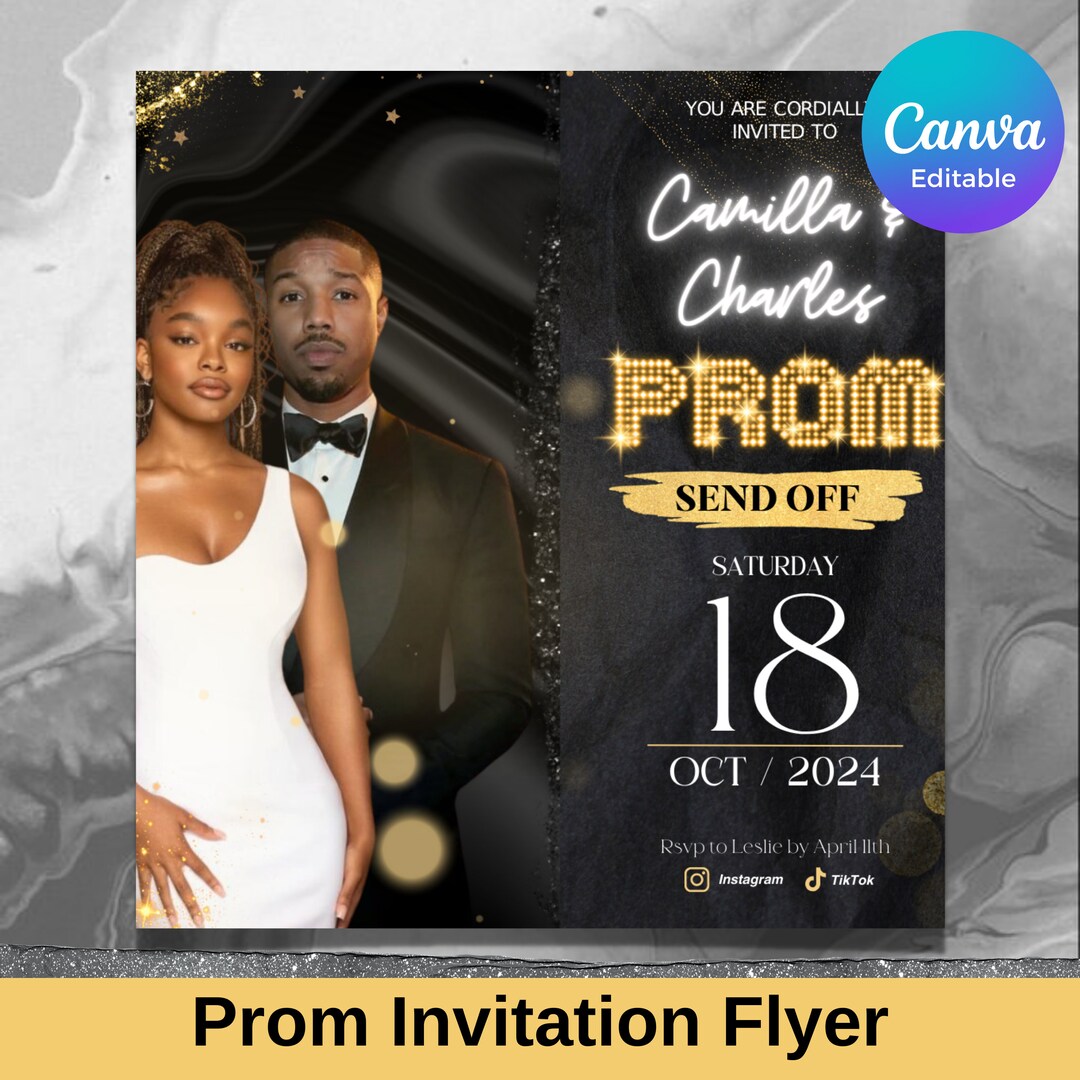 Diy Editable Prom Send off Flyer, Prom Invitation Flyer, Prom Event ...