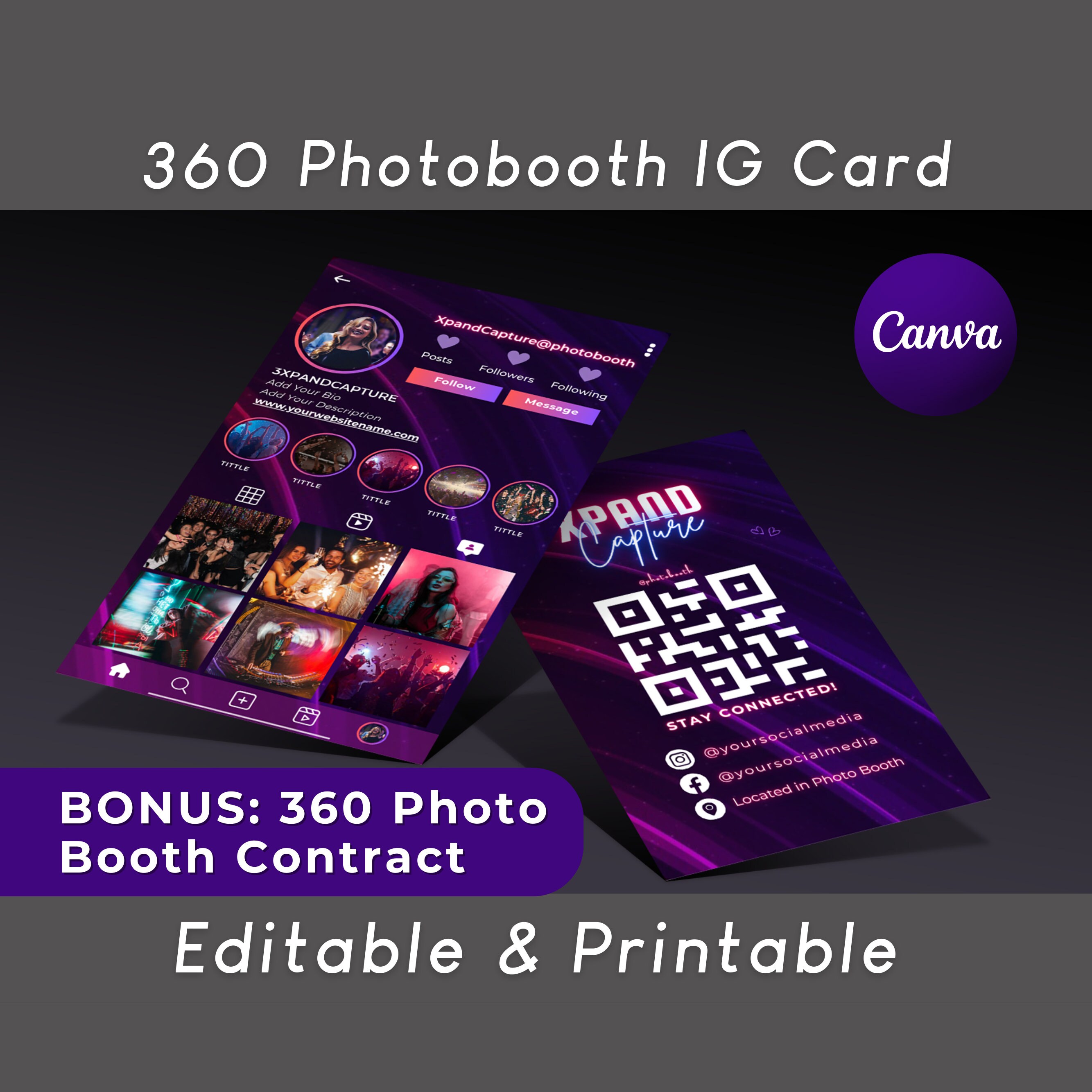 360 Photobooth Instagram Business Card 2024 IG Card DIY - Etsy