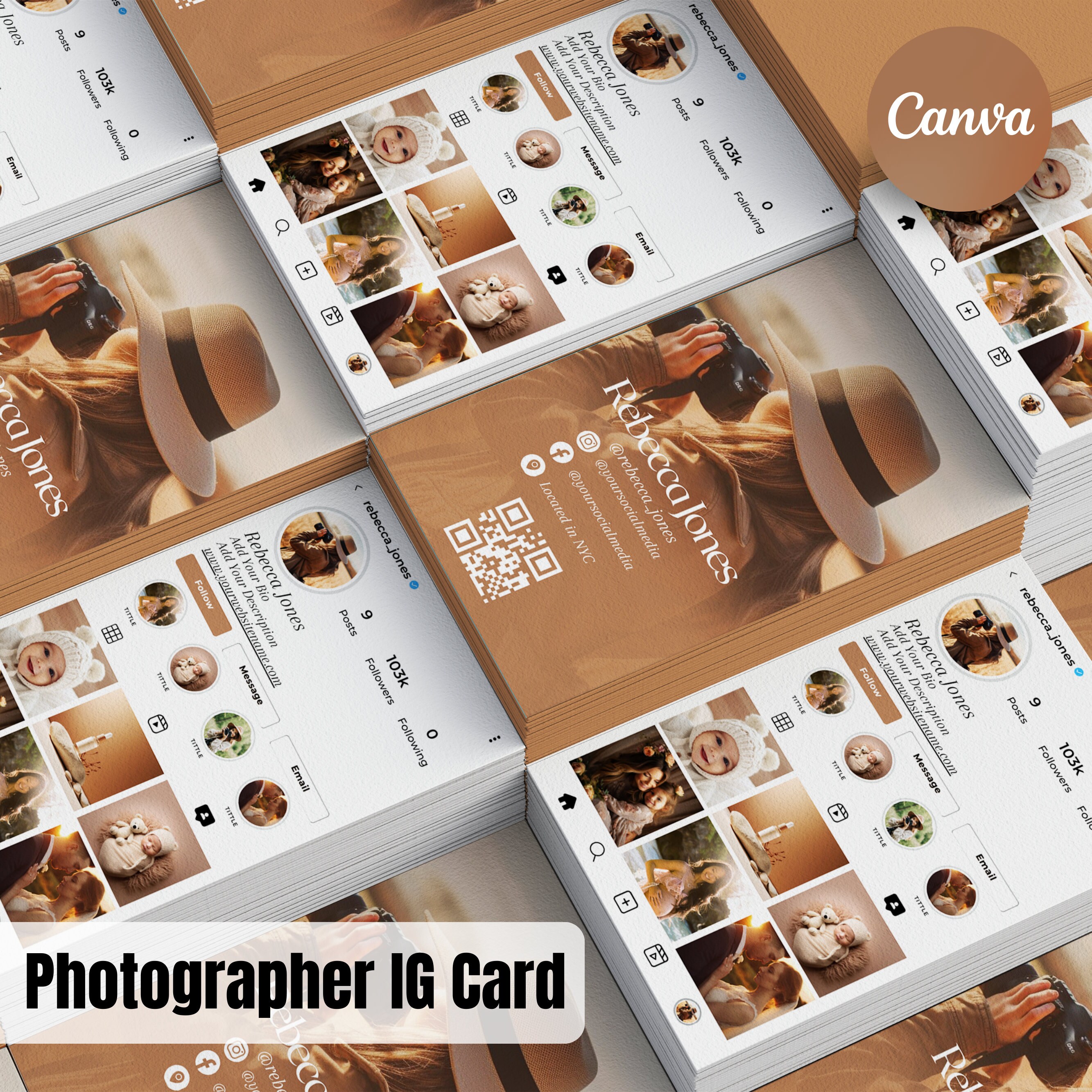 Photographer Instagram Business Card 2024, DIY Canva Business Card ...