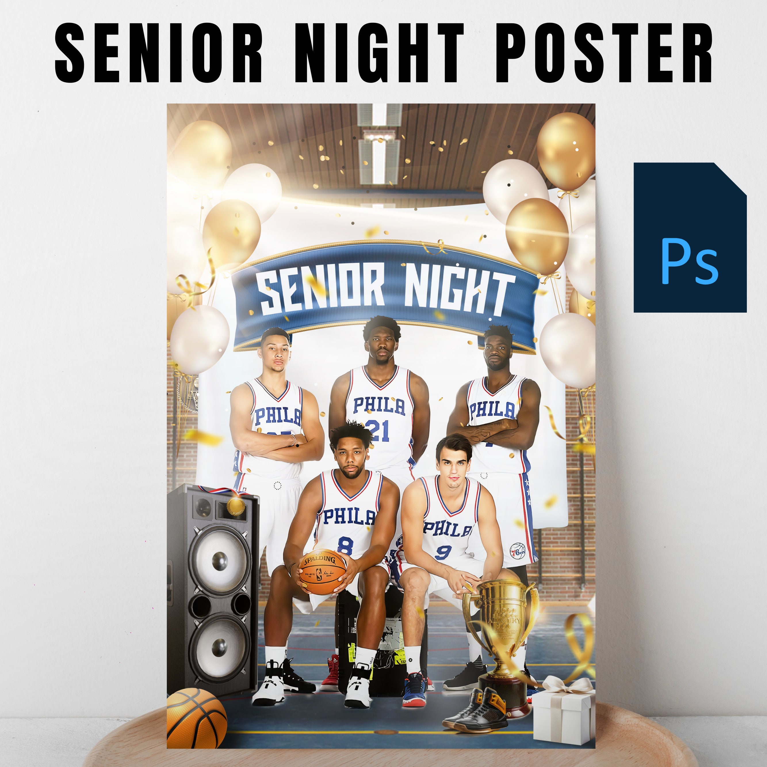 Sports Poster Photoshop Template, 2024 Senior Night Poster Canva ...