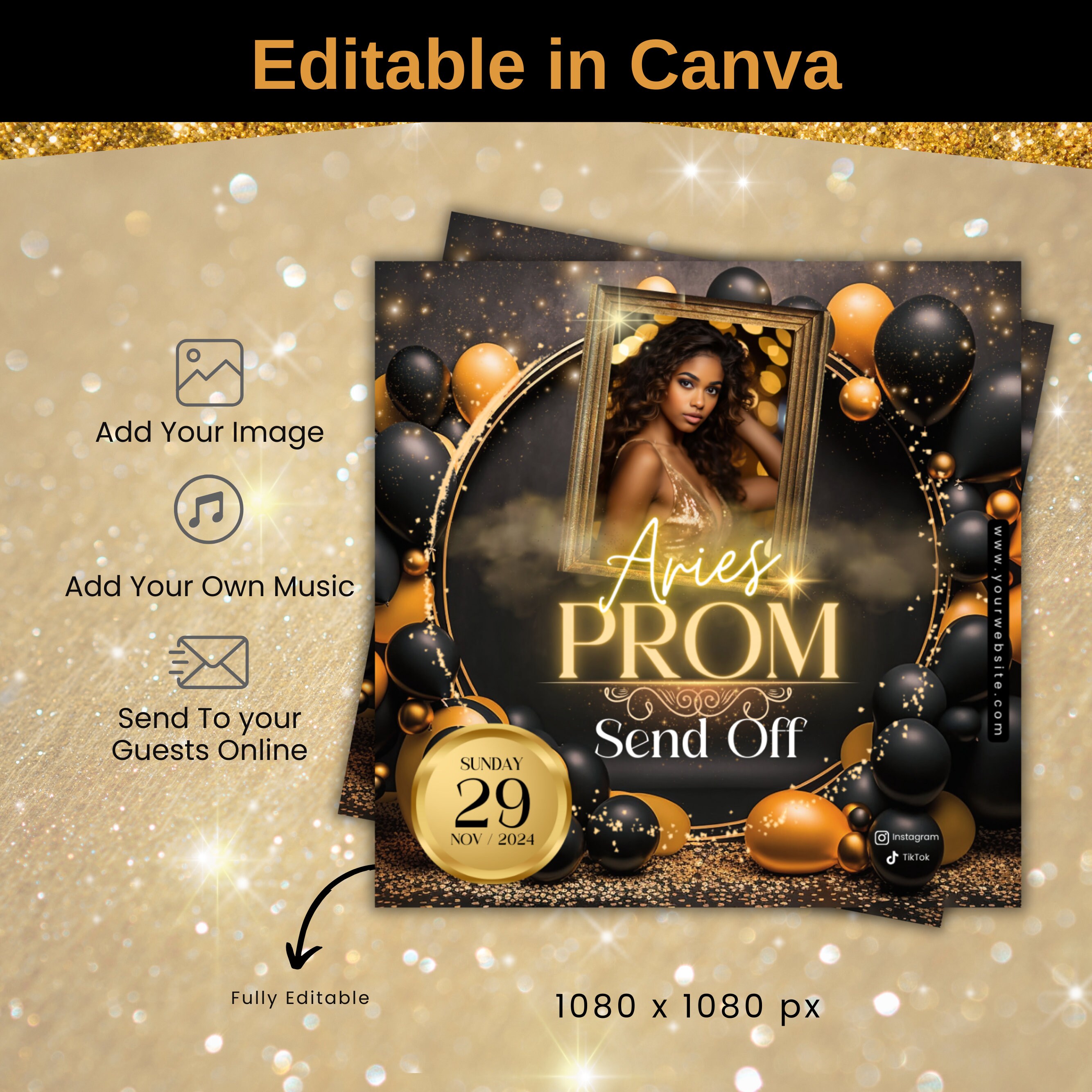 Animated Glitter Prom Send off Video Invitation, Prom Send off ...