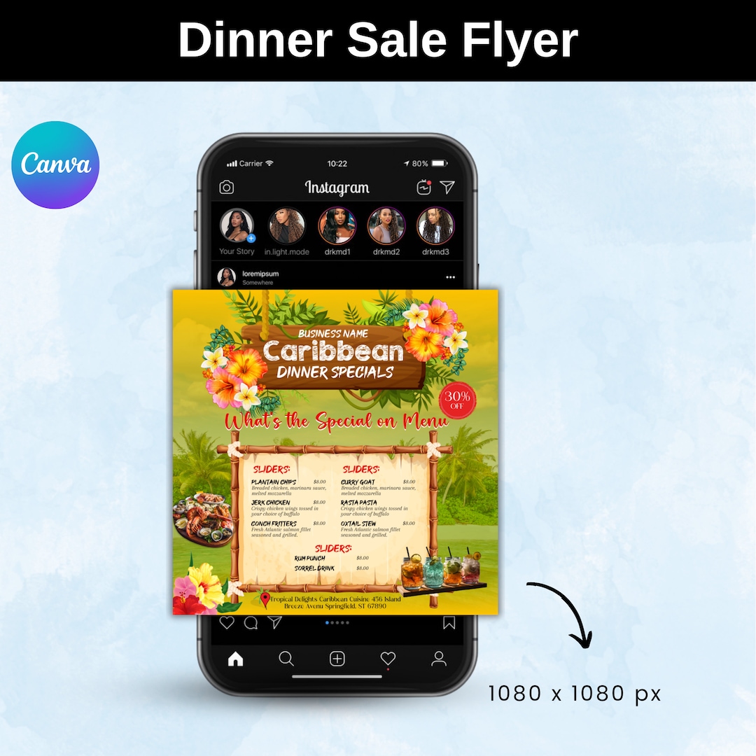 Editable Caribbean Food Flyer Canva Template, Jamaican Inspired Flyer ...