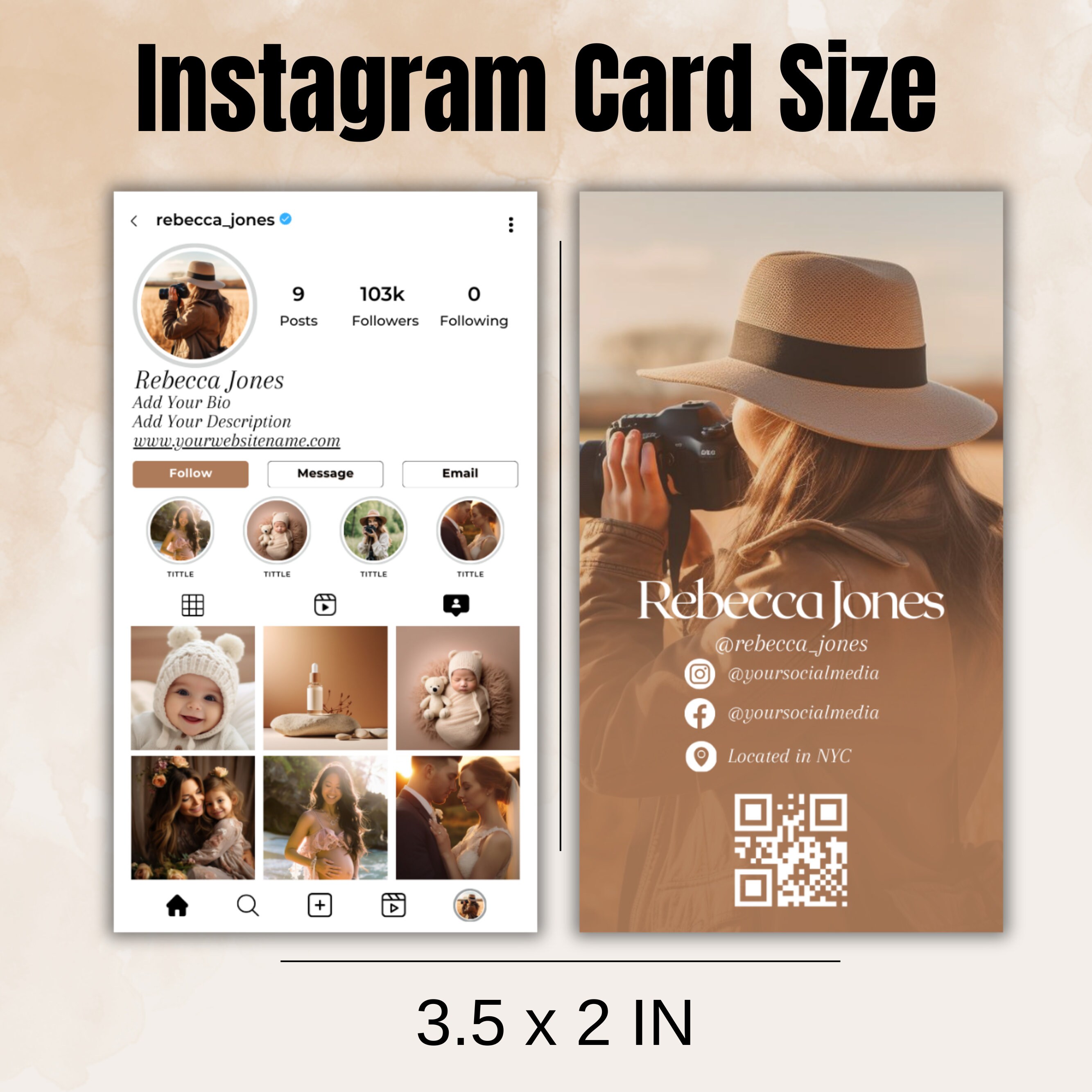 Photographer Instagram Business Card 2024, DIY Canva Business Card ...