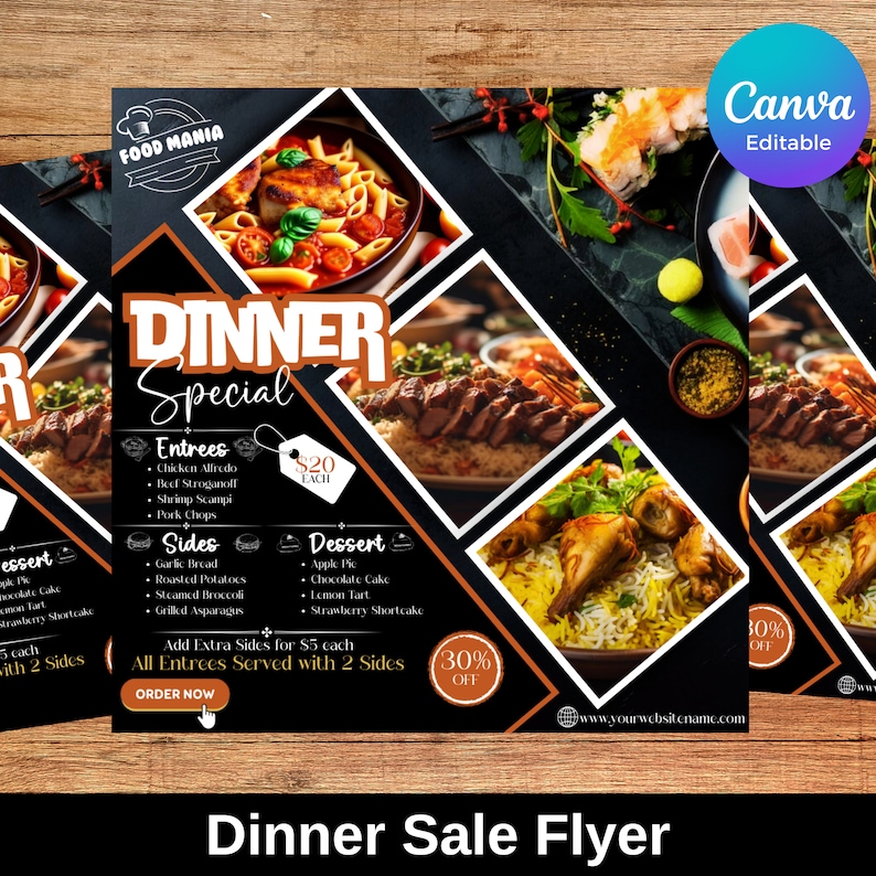Editable Flyer Canva Template Dinner Sale Flyer, Sunday Deal Special ...