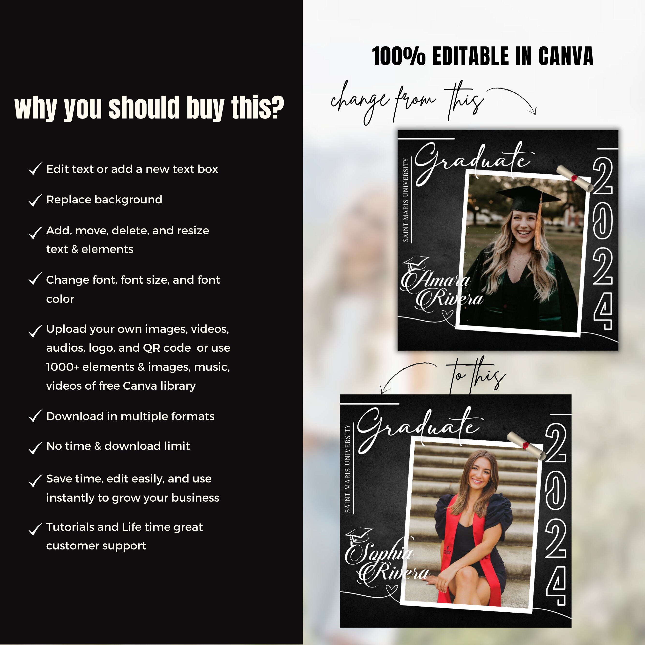 Graduation Invitation Template, Modern Graduation Announcement, College ...