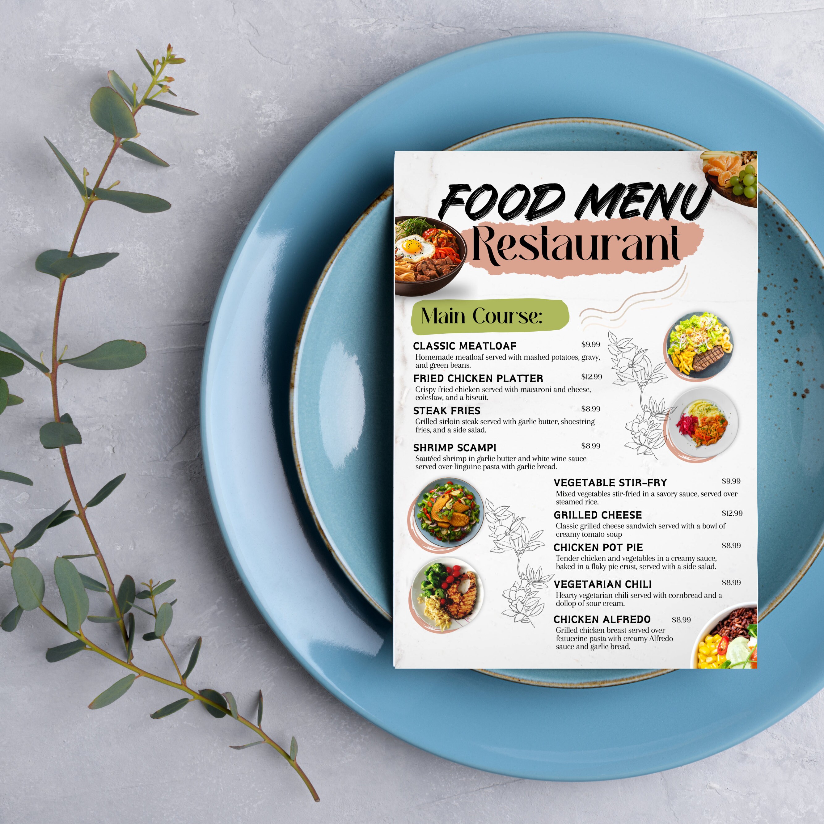 Restaurant Menu Template, Event Menu, Editable Menu Price List ...