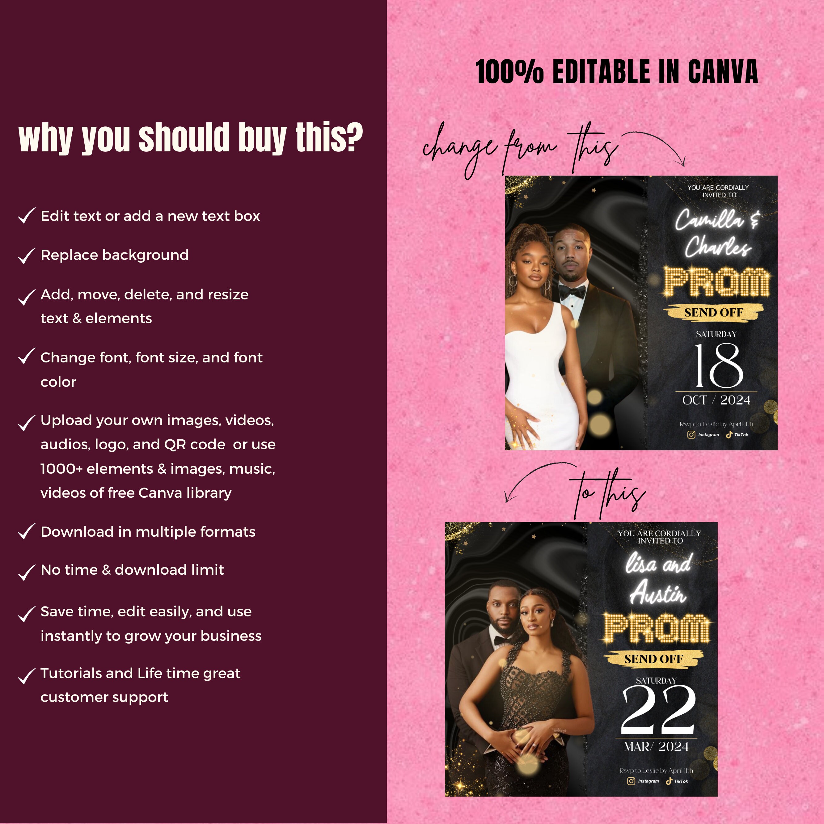 Diy Editable Prom Send off Flyer, Prom Invitation Flyer, Prom Event ...