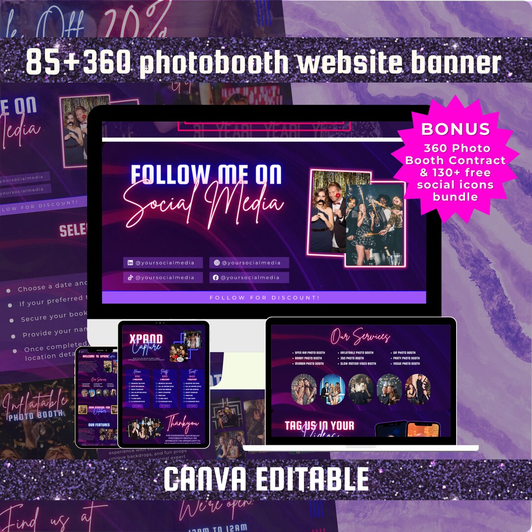 360 Photobooth Website Banner, Shopify Banner, 360 Photobooth Template ...