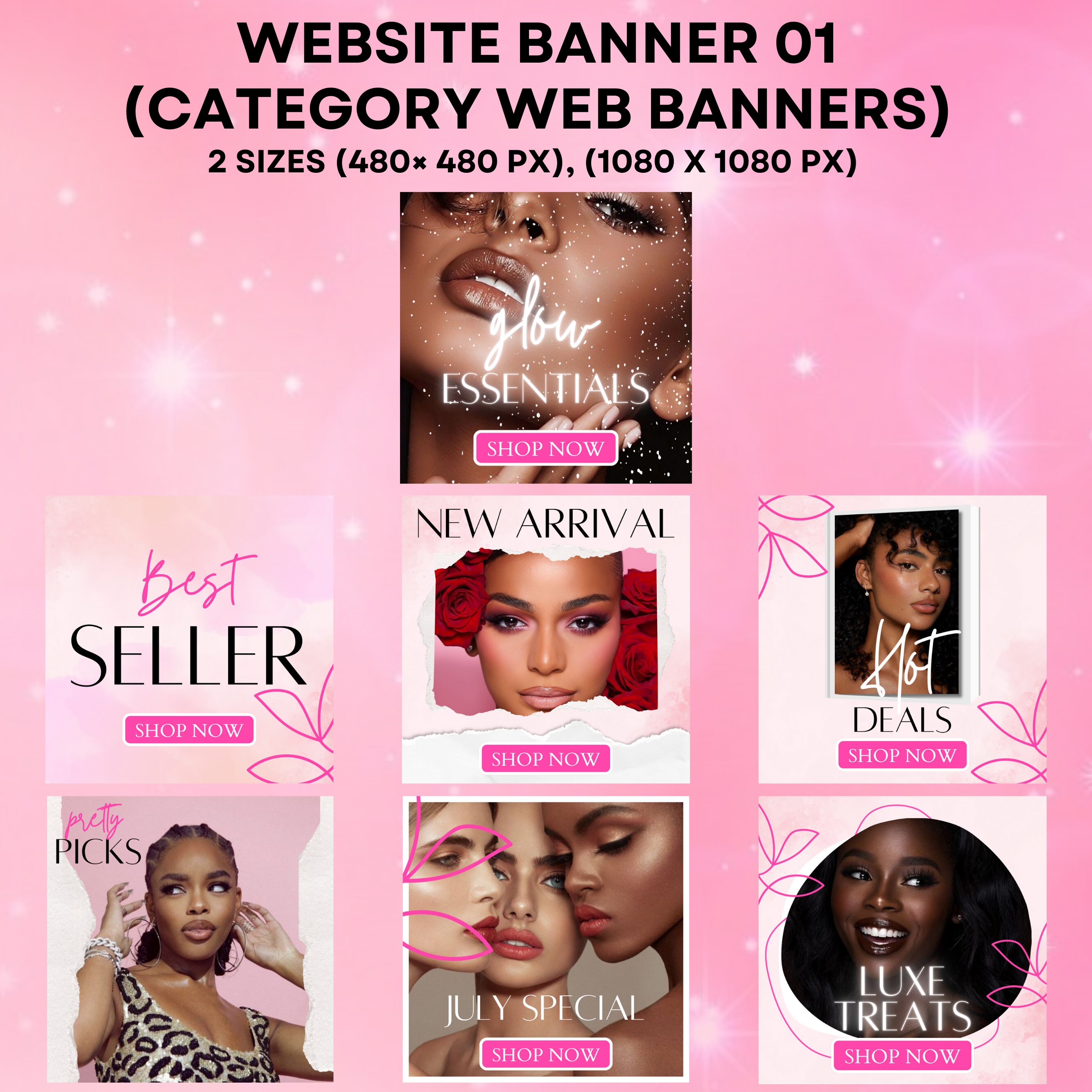 Custom Website Banner Template, DIY Custom Web Banners Set, 25 Editable ...