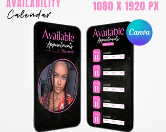 Weekly Availability Calendar Instagram Story, Available Appointments ...