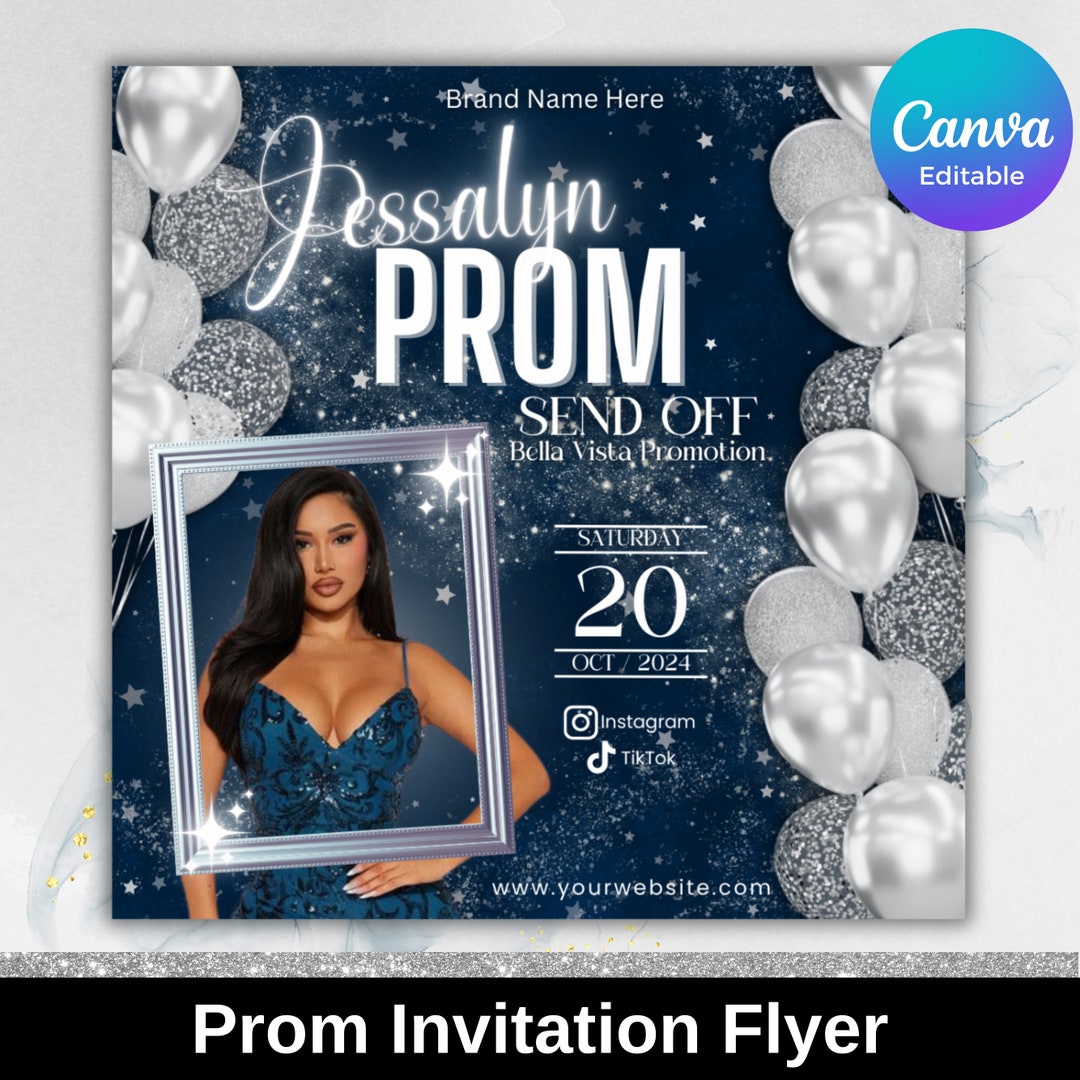 Diy Editable Blue Prom Send off Flyer, Prom Invitation Flyer, Prom ...